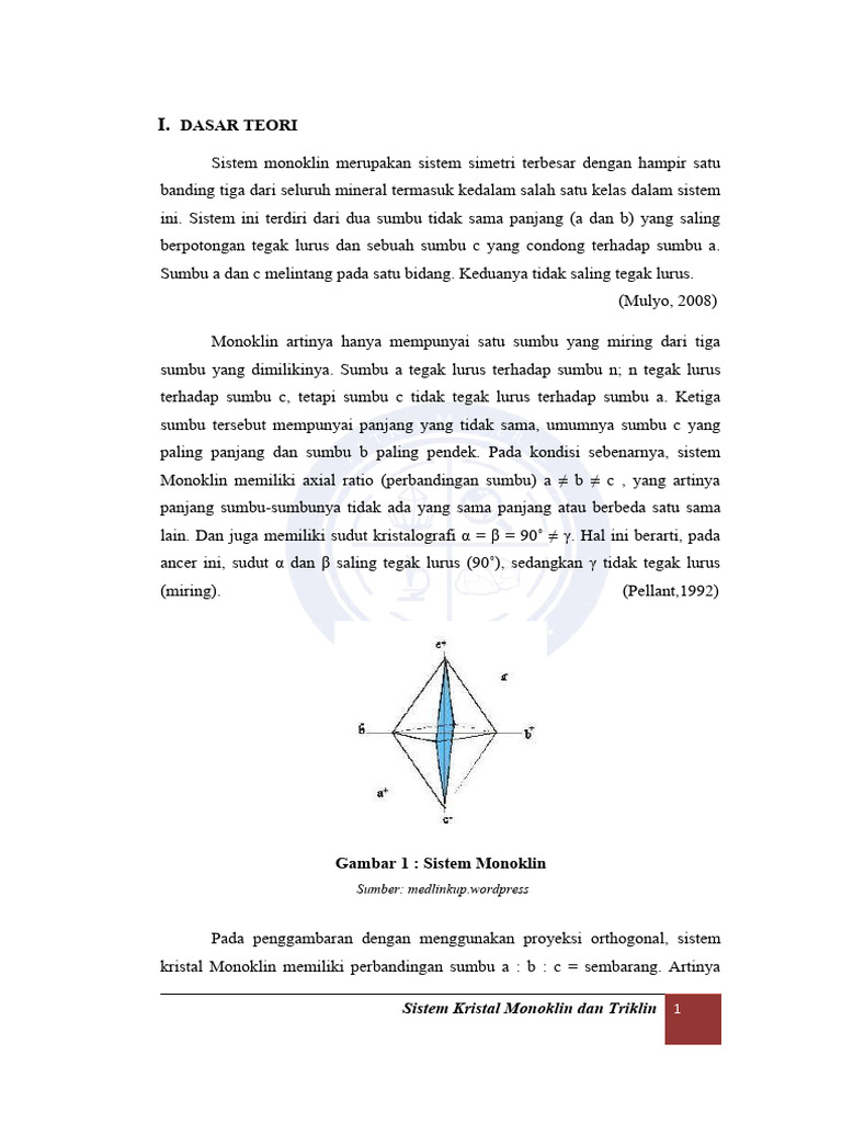 Sistem Kristal Monoklin dan Triklin | PDF | Teknologi & Rekayasa