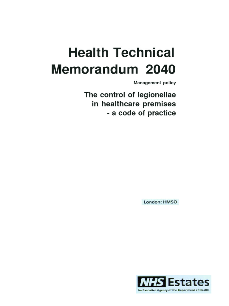 HTM 2040 Control of Legionella Management Policy | PDF | Medical Specialties | Clinical Medicine