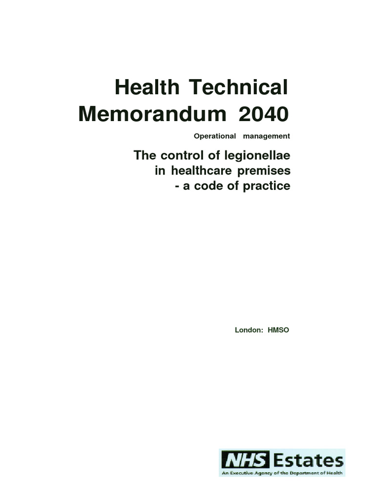 HTM 2040 Control of Legionella Operational Management | PDF | Water ...