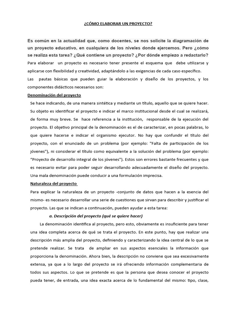 Guía para Elaborar un Proyecto Educativo | PDF | Diseño | Evaluación