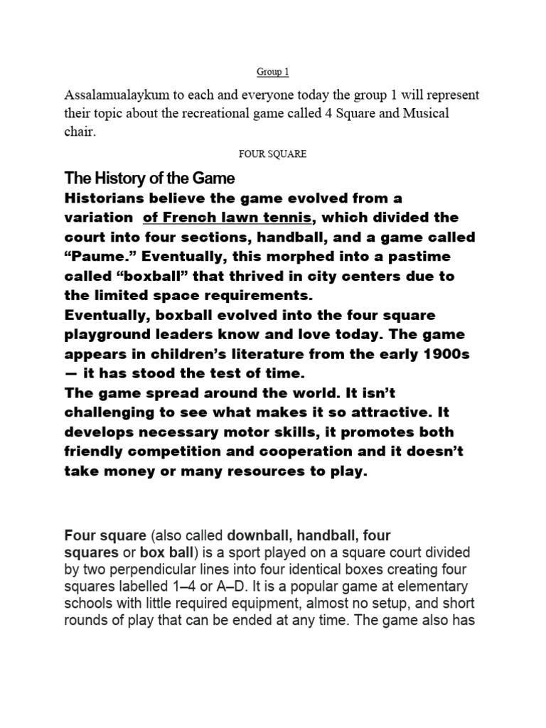 Four Square Ped | PDF | Sports | Ball Games