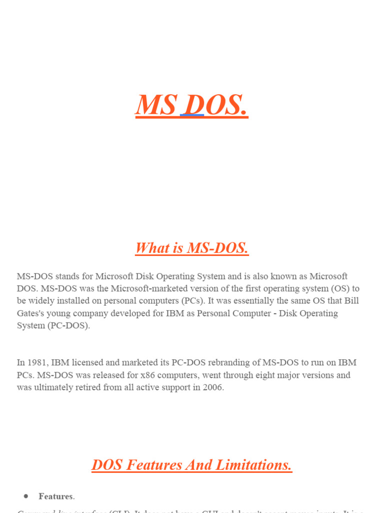 MS DOS. | PDF | Dos | Operating System