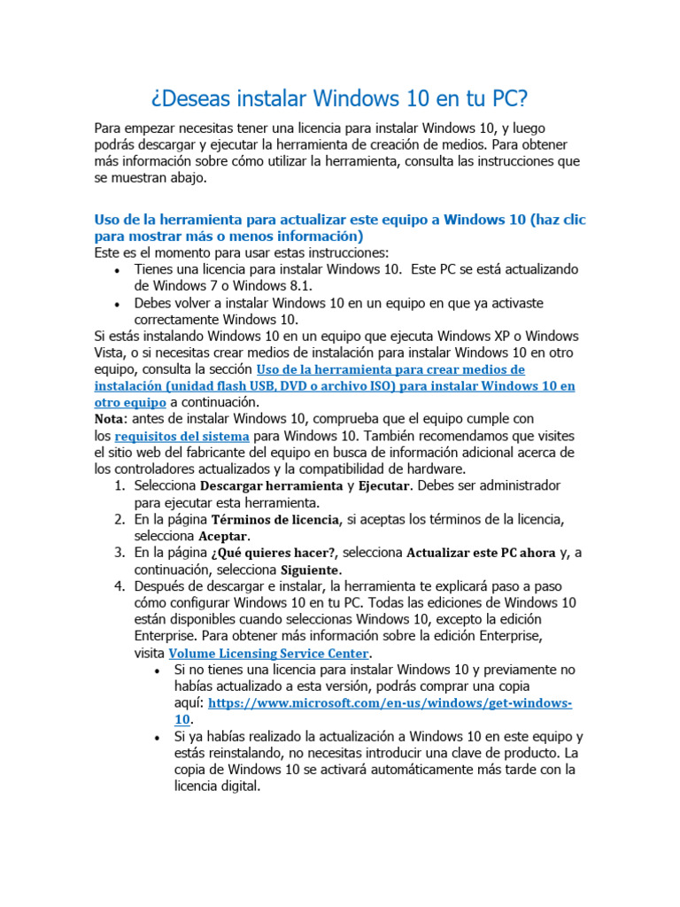 Requisitos Windows 10 | PDF | Windows 10 | Microsoft Windows