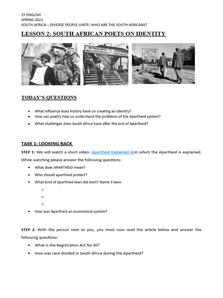 LESSON 2 Identity in Poetry | PDF | Apartheid | Race (Human Categorization)