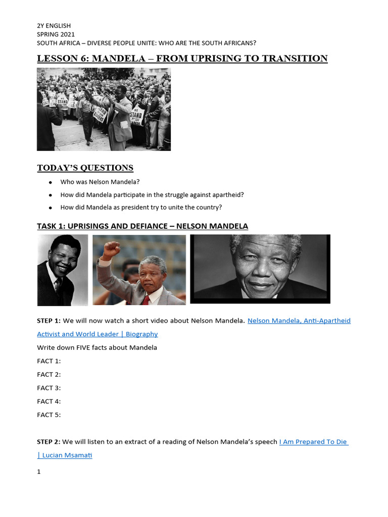 LESSON 6 - Nelson Mandela Struggle | PDF | Nelson Mandela