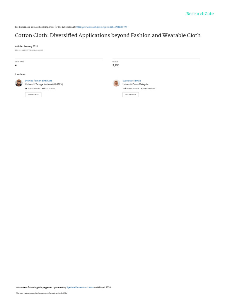 Cotton Cloth: Diversified Applications Beyond Fashion and Wearable ...