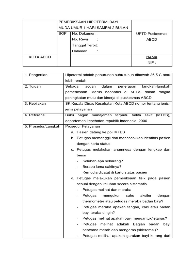 Sop MTBM Hipotermi | PDF