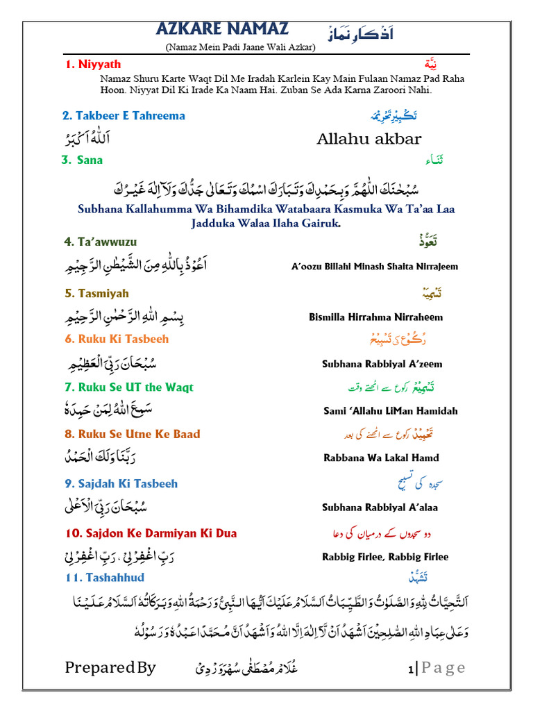 Azkar e Namaz Color New | PDF