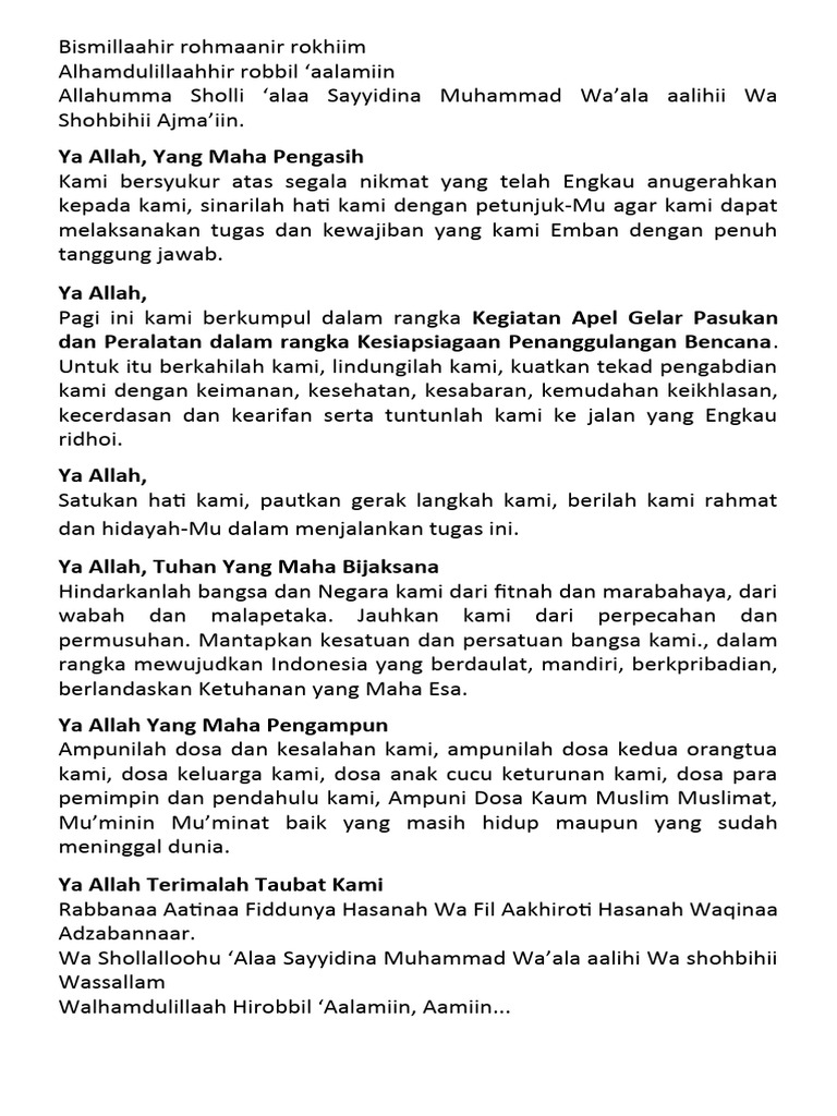 Doa Apel 24 Agustus 2023 | PDF