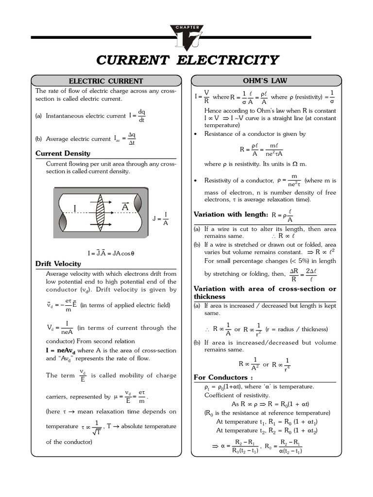Current Electricity | PDF | Electrical Resistivity And Conductivity | Electric Current
