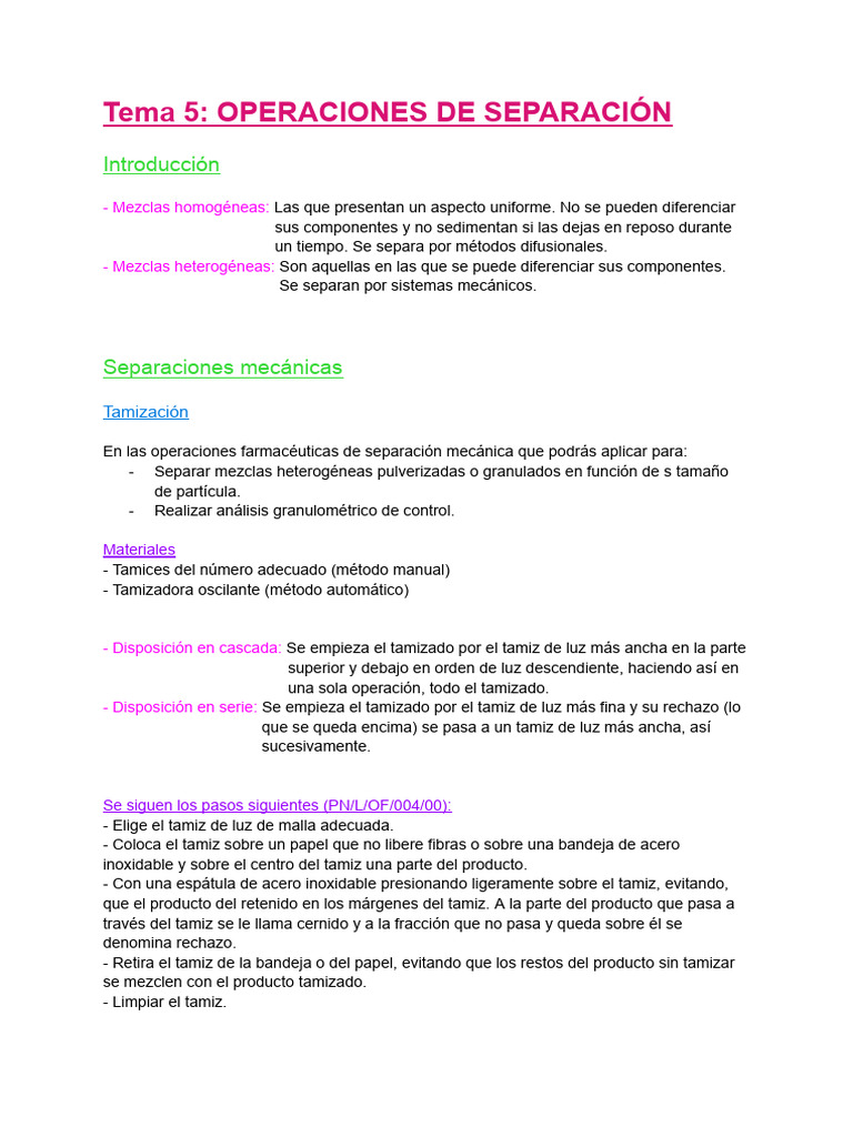 Tema 5 - Operaciones Farmaceuticas de Separado | PDF | Destilación ...