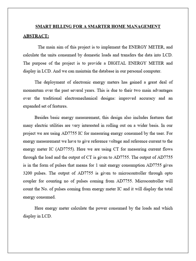Smart Energy Meter for Home Management | PDF | Microcontroller | Power Supply