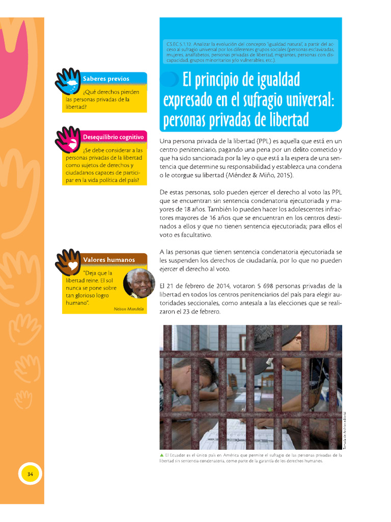 El principio de igualdad expresado en el sufragio universal. Personas privadas de libertad. (1 ...