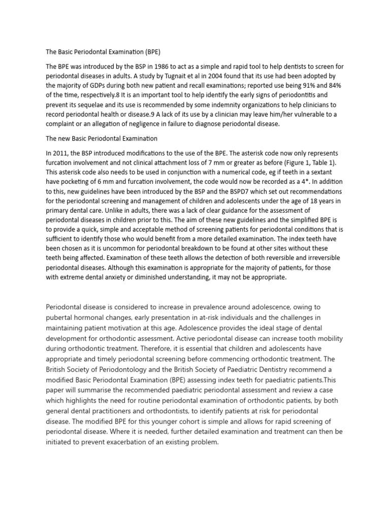 Bpe Index | PDF | Periodontology | Dentistry