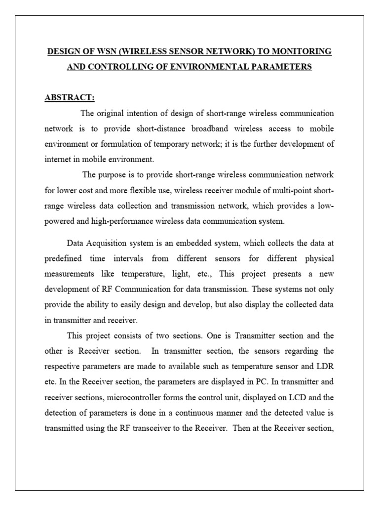 37.design of WSN To Monitoring and Controlling of Environmental Parameters | PDF | Wireless ...