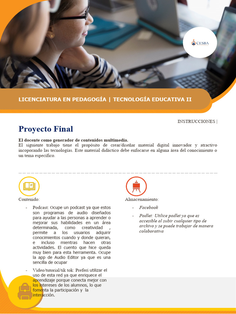 Proyecto Final Tecnología Educativa 4 | PDF | Tecnologia Educacional | Podcast