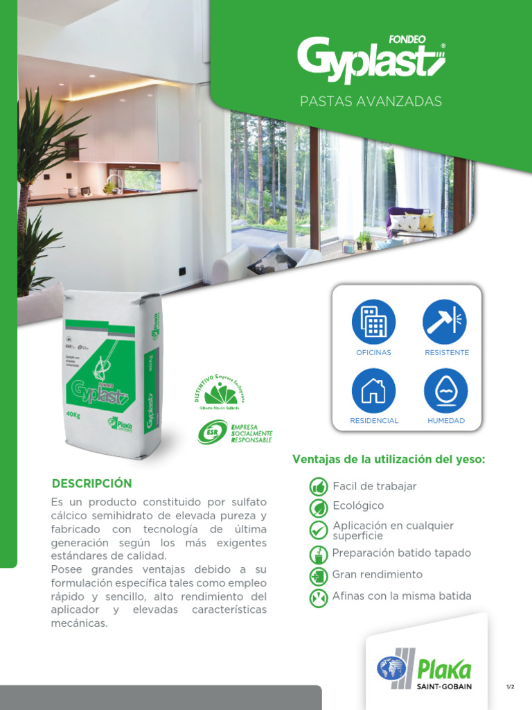 Ficha Tecnica Gyplast | Descargar gratis PDF | Hormigón | Ciencias fisicas