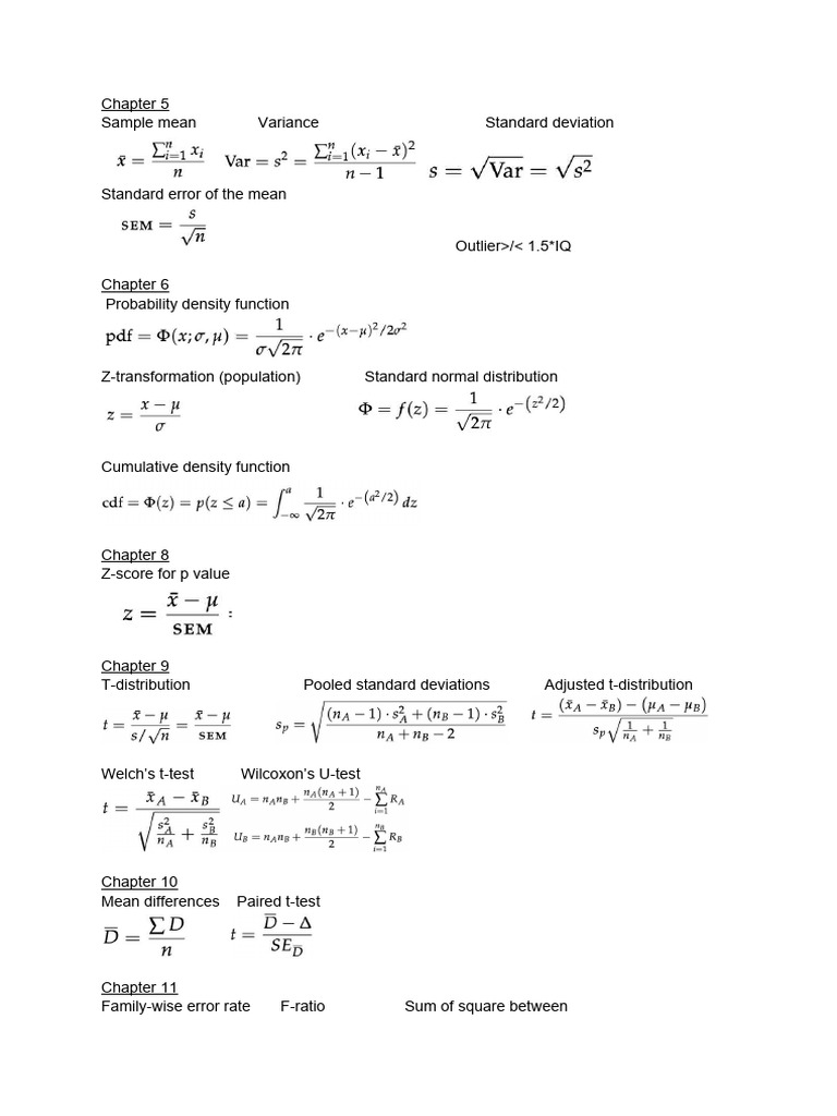 Stats Formula's | PDF