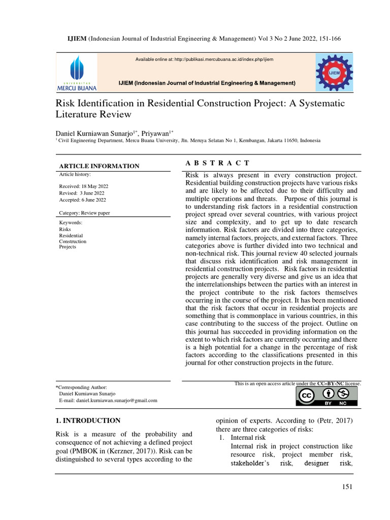 Risk Identification in Residential Construction PR | PDF | Risk | Risk ...
