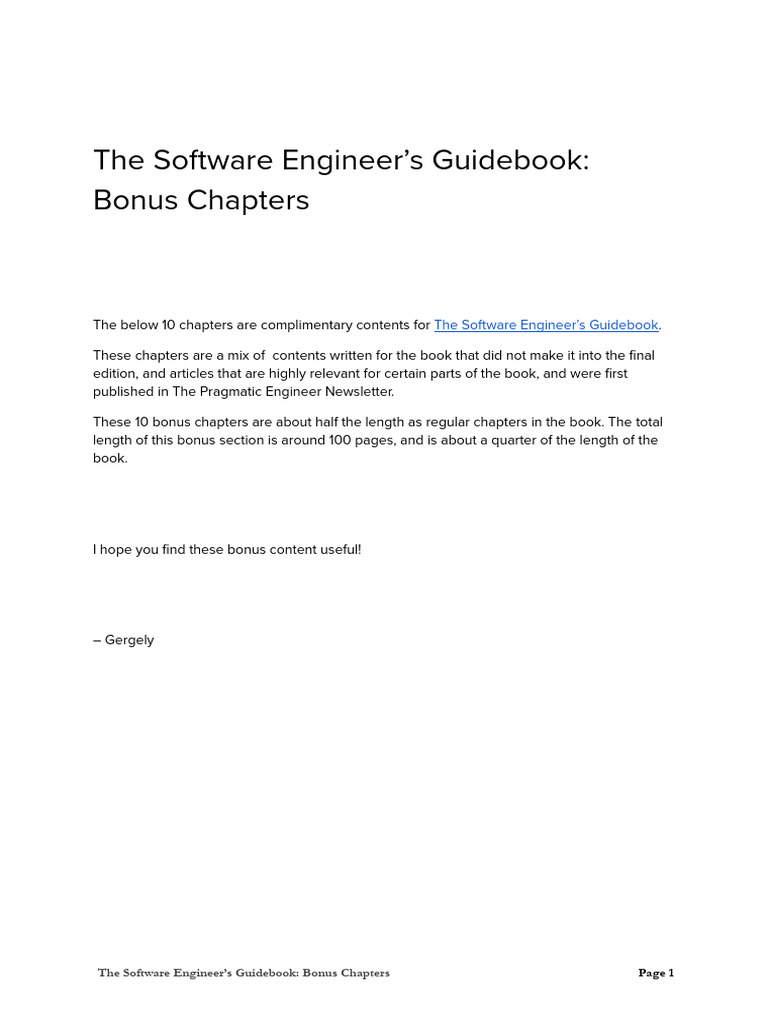 The Software Engineer's Guidebook - Bonus Chapters | PDF | Startup Company | Small Business ...
