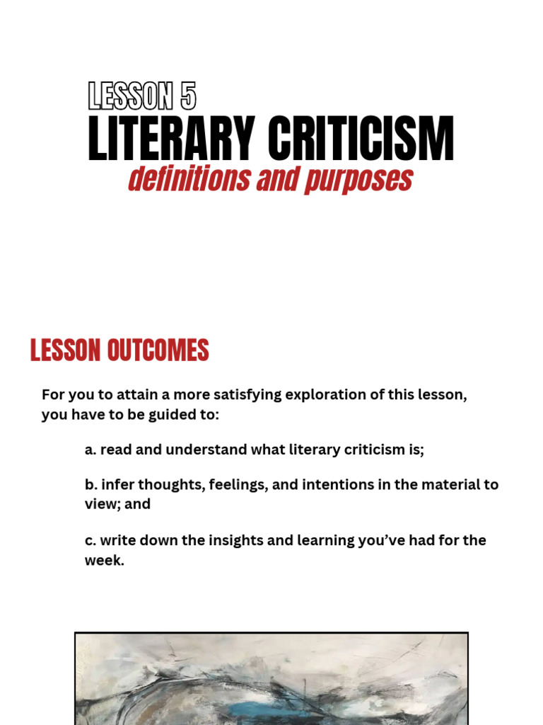 Lesson 5 Literary Criticism | PDF | Literary Criticism | Theory