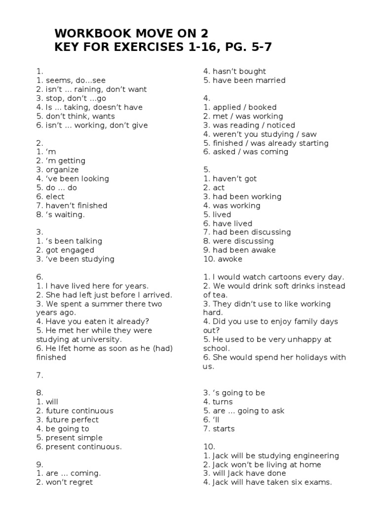 Workbook Move On 2 Key | PDF