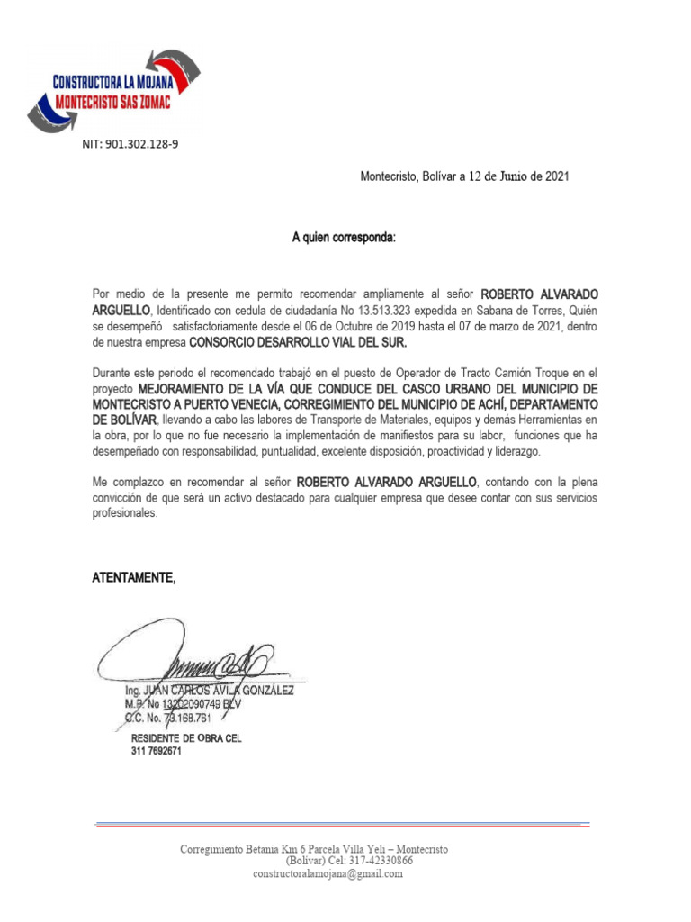 Carta Cesantias Alexander Oliveros | PDF