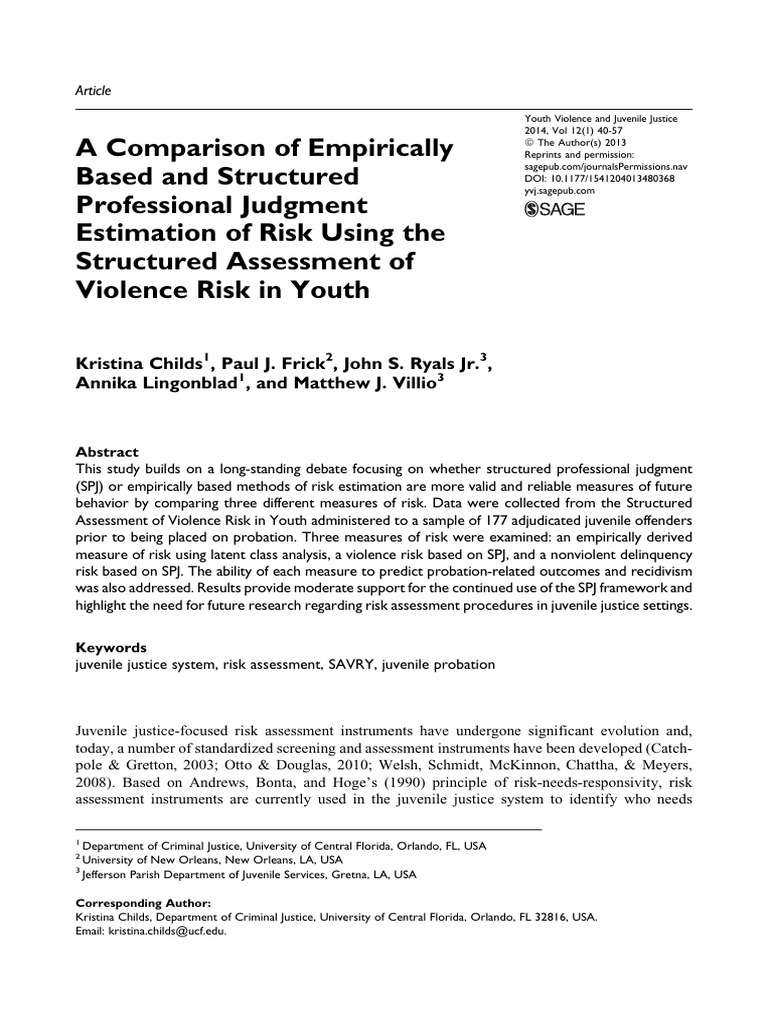 A Comparison of Empirically Based and Structured Professional Judgment ...