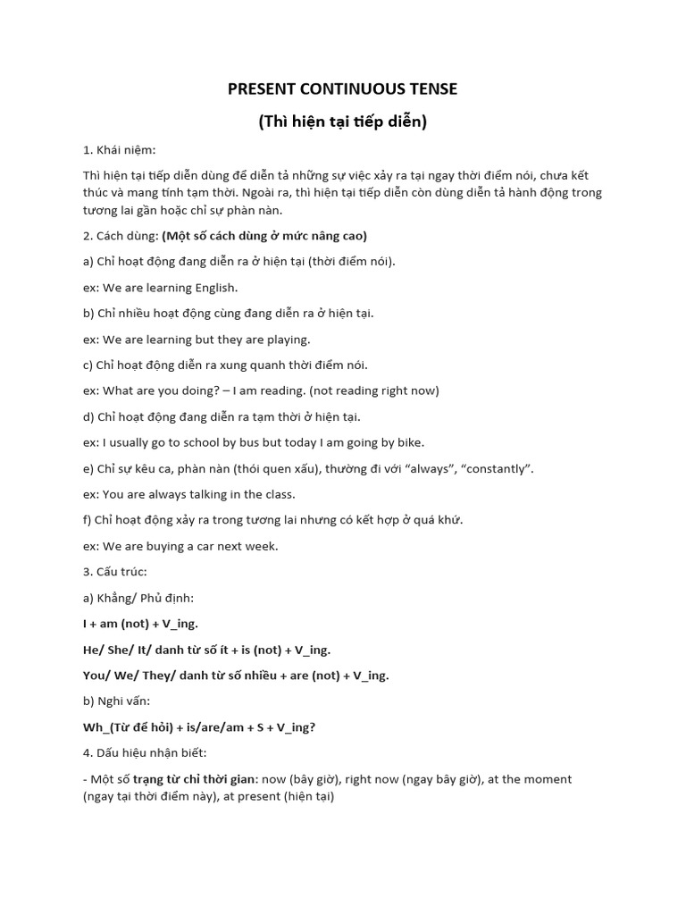 Present Continuous Tense | PDF