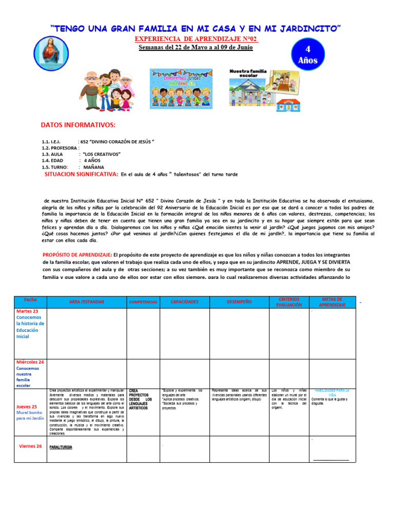 Proyecto Familiar en Educación Inicial | PDF | Comunicación no verbal ...