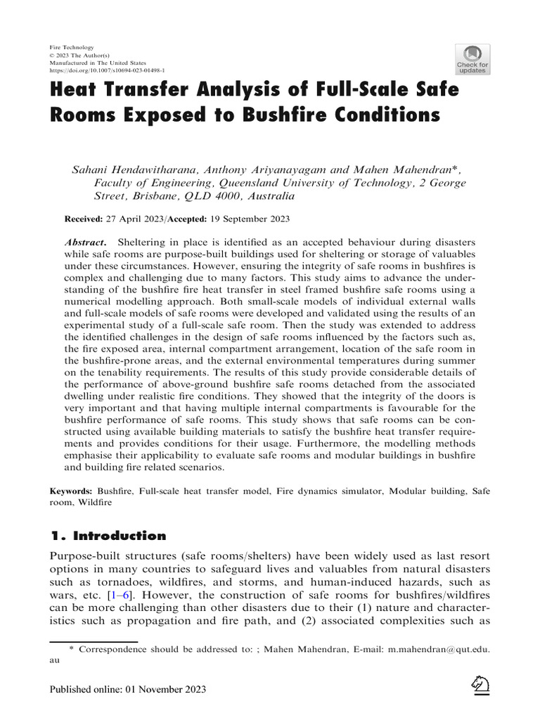 Heat Transfer Analysis of Full-Scale Safe Rooms Ex | PDF | Wildfire ... Heat Transfer Analysis of Full-Scale Safe Rooms Ex | PDF | Wildfire ...