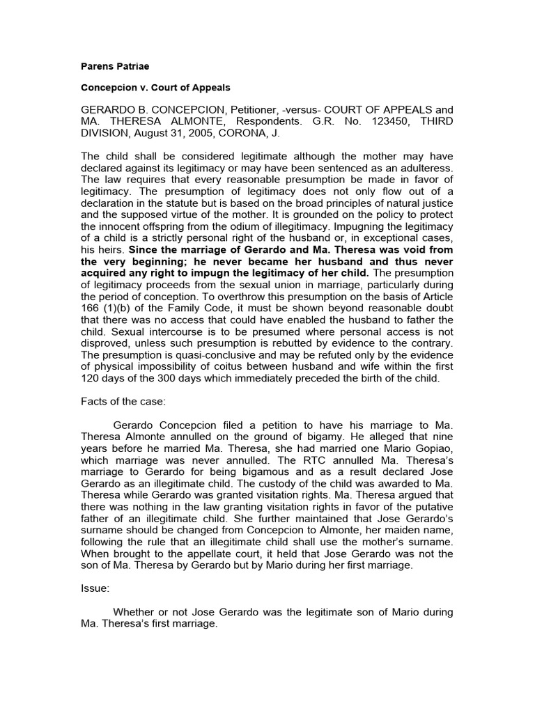 Concepcion v. Court of Appeals | PDF | Legitimacy (Family Law) | Marriage