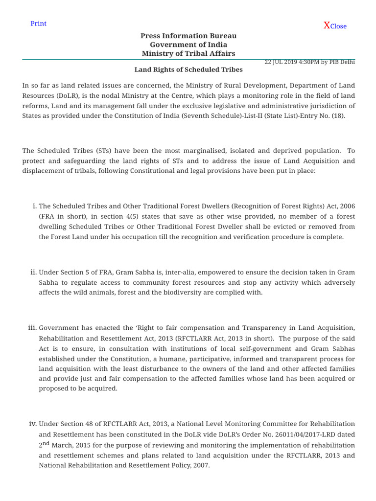 Land Rights of Scheduled Tribes | PDF | Legal Documents | Governance