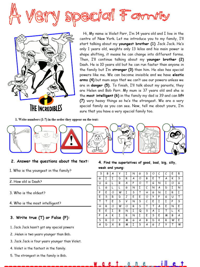 Reading the Incredibles Comparatives and Superlati Reading ...