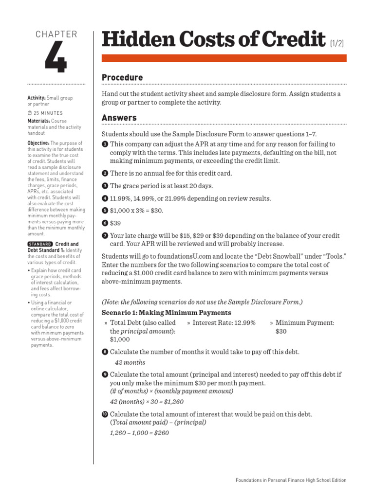 Understanding Hidden Credit Costs | PDF | Annual Percentage Rate ...
