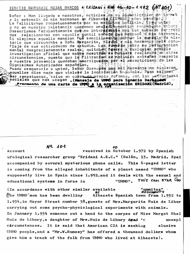 Carta Ummo 1972, N 101, A Eridani | PDF