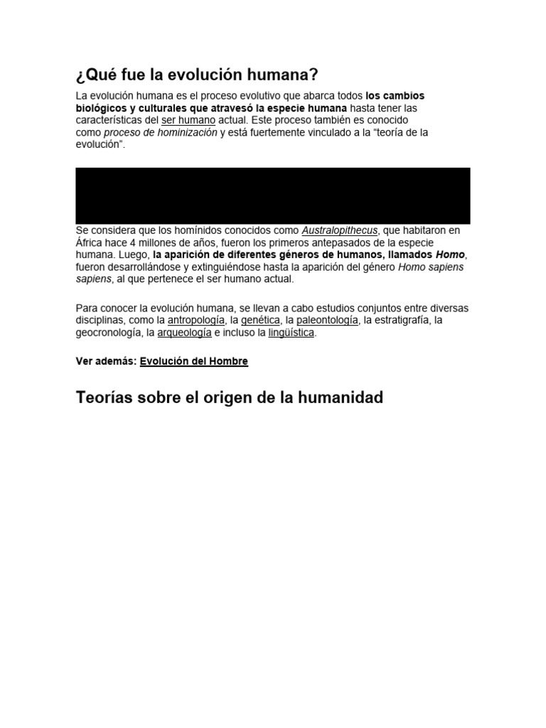 Qué Fue La Evolución Humana | PDF | Evolución | Evolución humana