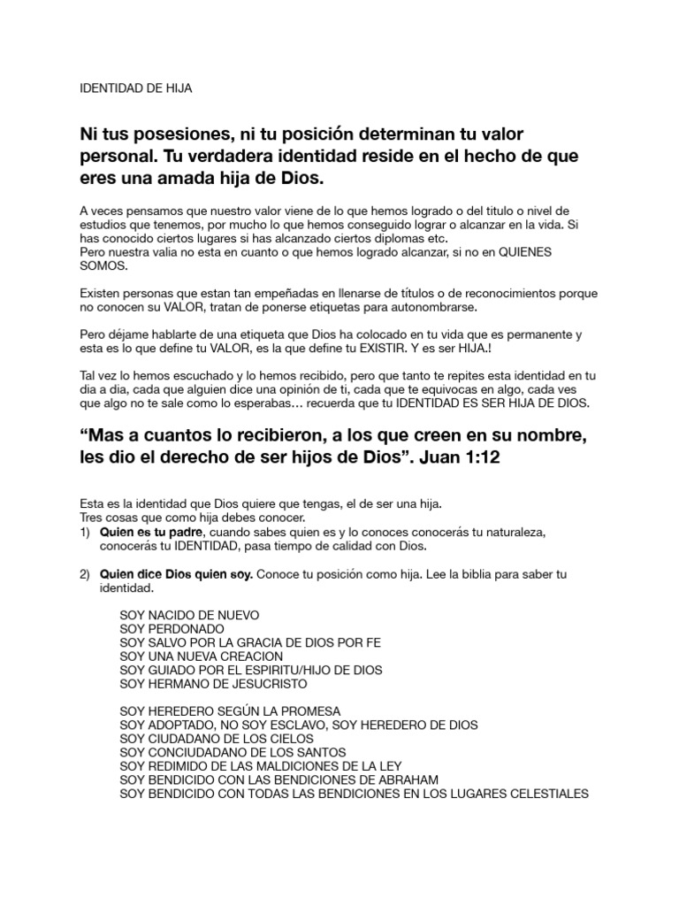 Identidad de Hija | PDF | Dios | Creencia religiosa y doctrina
