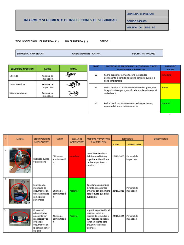 Informe de Inspecciones | PDF