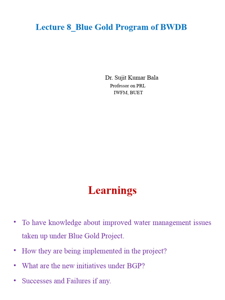 Blue Gold Program: Water Management in Bangladesh | PDF | Food Security ...