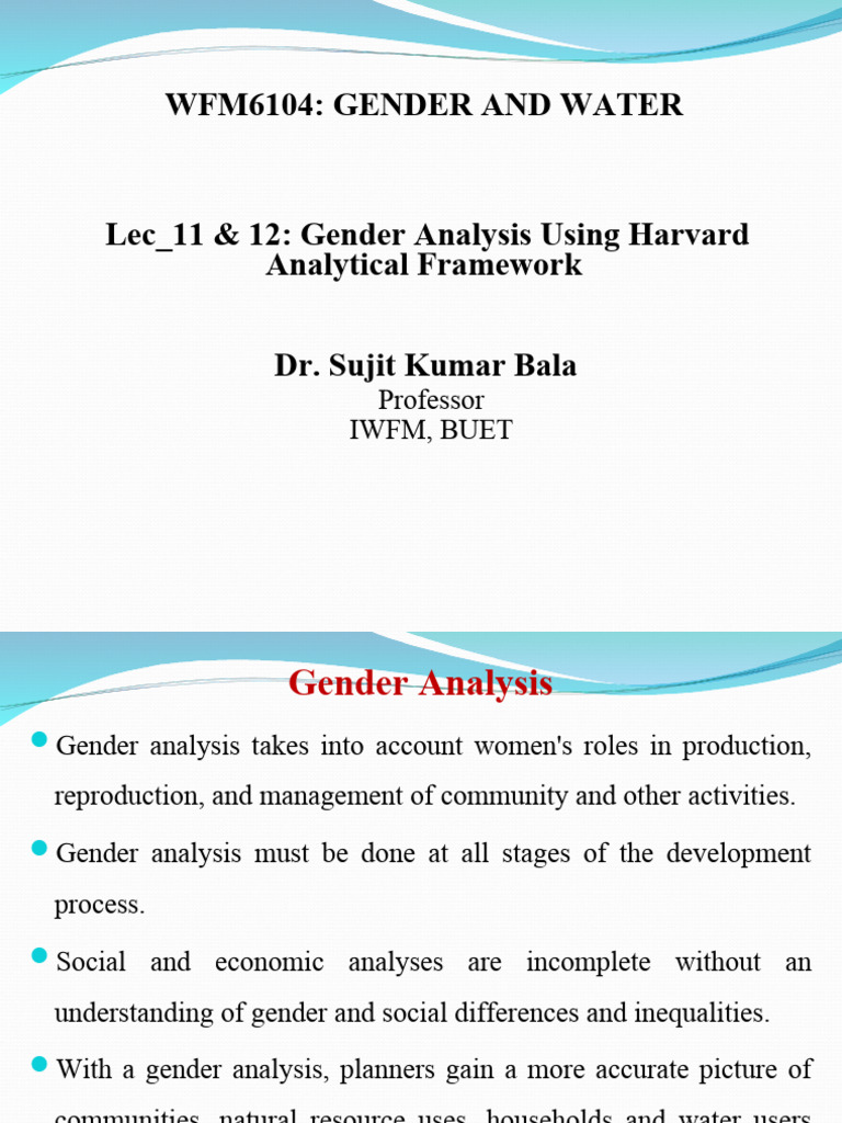 Lec - 11 &12 - Gender Analysis Tools | PDF | Gender Analysis | Gender