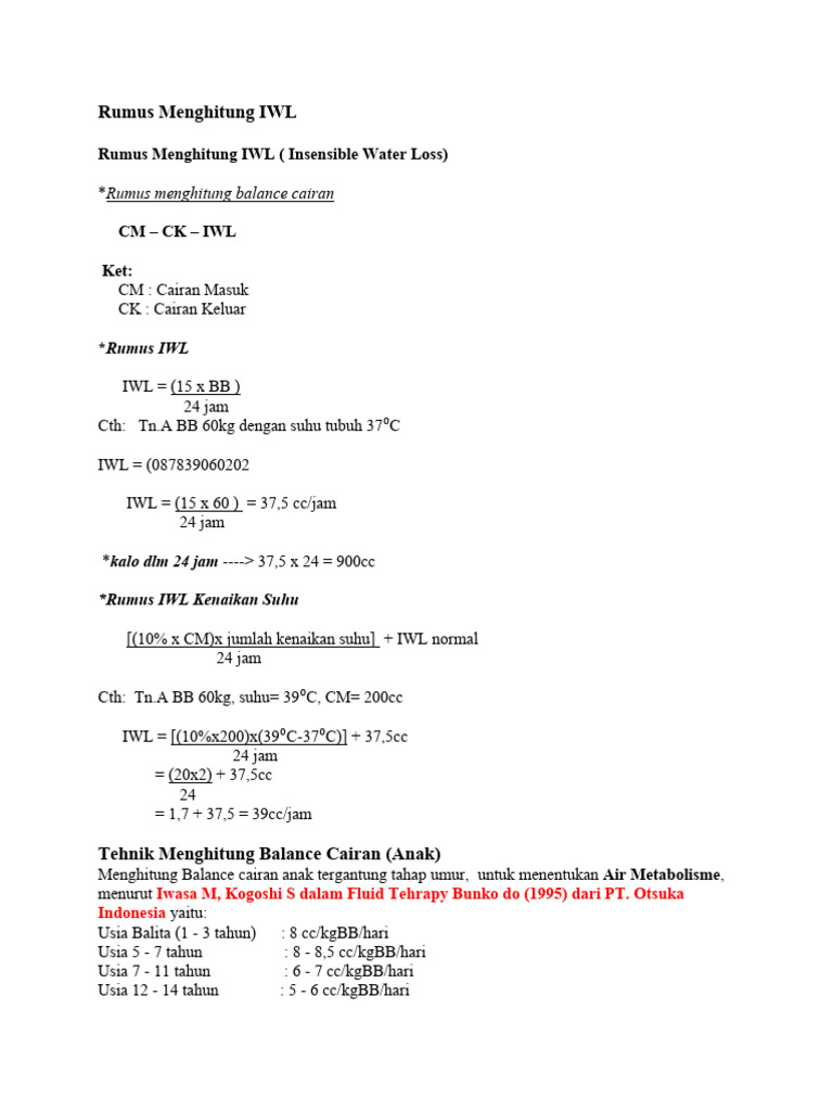 Rumus Menghitung IWL | PDF