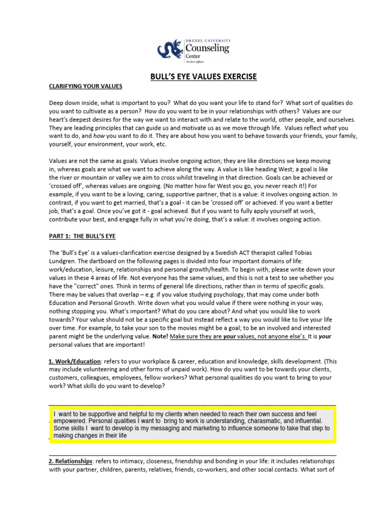 John Bullseye Exercise | PDF | Goal | Personal Development