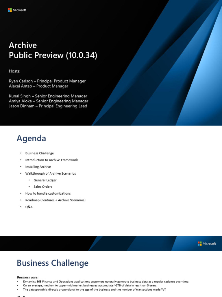 D365 Archive Deck Public Preview 10.0.34 | PDF | Database Transaction | Databases