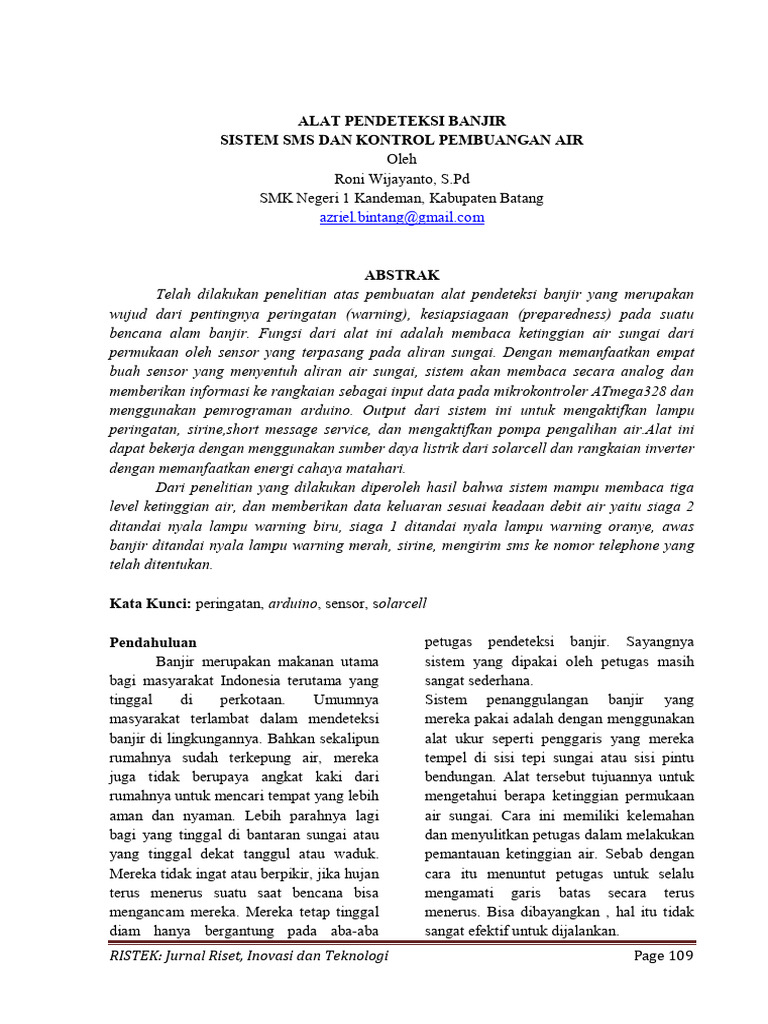 10 Alat Pendeteksi Banjir Sistem SMS Dan Kontrol Pembuangan Air | PDF