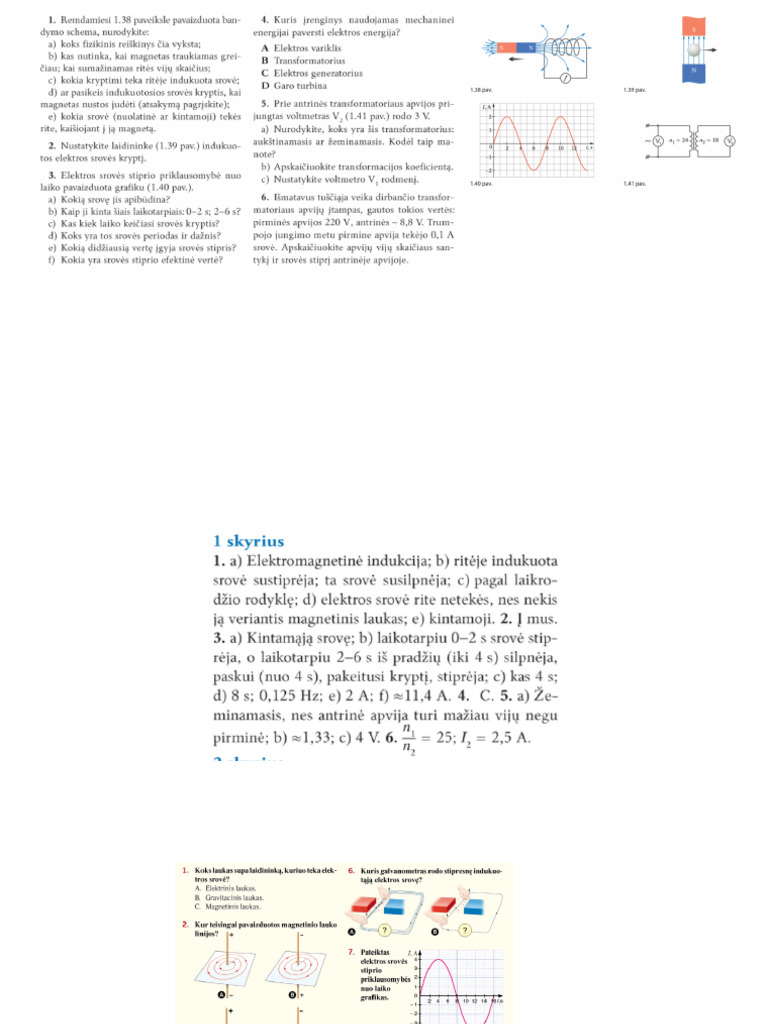 Elektromagnetine Indukcija. Kintamoji Srove. Uzduotys Ruosimuisi | PDF