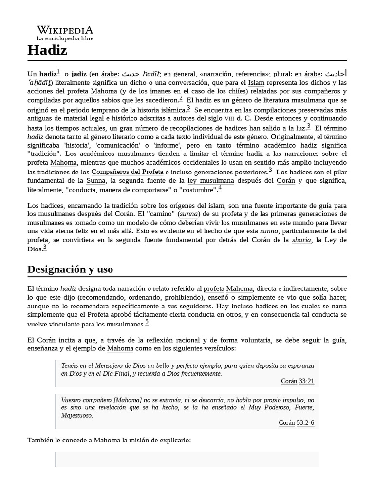 Significado y función del hadiz en Islam | PDF | Hadith | Religiones ...