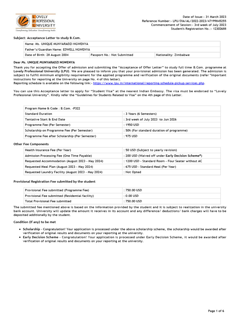 Lpu Dia Al 2022-2023 471998 | PDF | Travel Visa