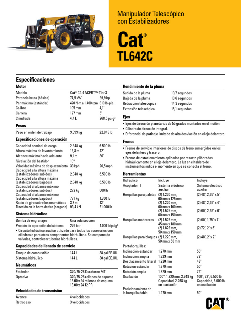 TL642C Specalog | PDF | Máquinas | Vehículos