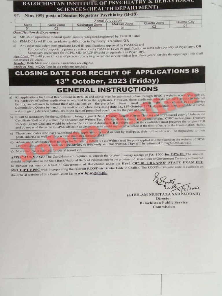BPSC Advertisement No 11 2023 Jobs 4 | PDF